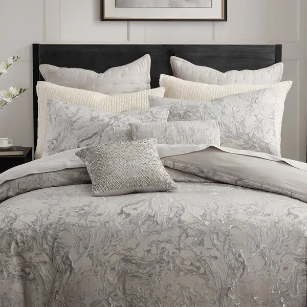 Donna Karan New York Home Liquid Marble Sham, King - Platinum