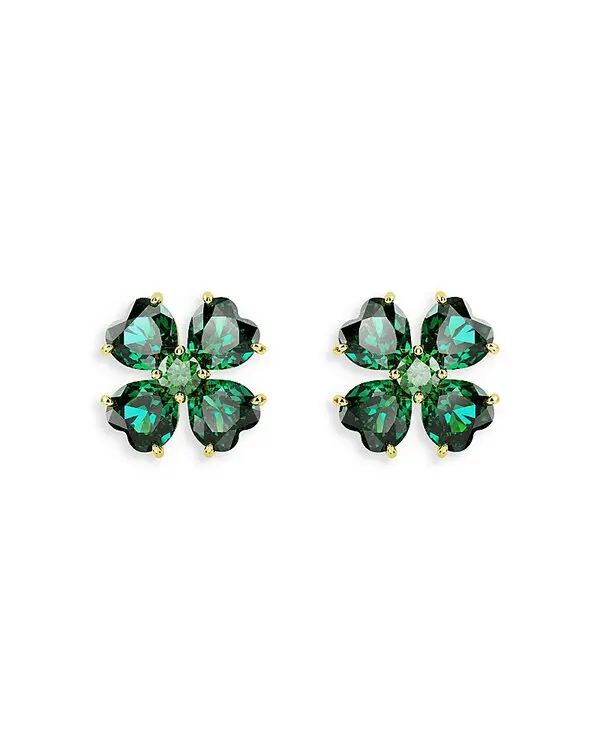 SWAROVSKI Idyllia Crystal Clover Stud Earrings - Green/gold