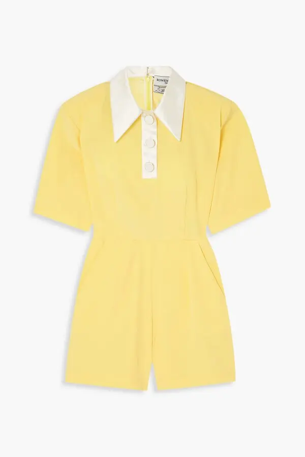ROWEN ROSE Satin-trimmed Cady Playsuit - Yellow