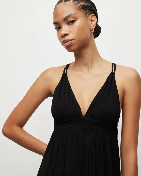 all saints maxi dress sale Allsaints Rosa Adjustable Double Strap Maxi Dress In Black - 59% Off