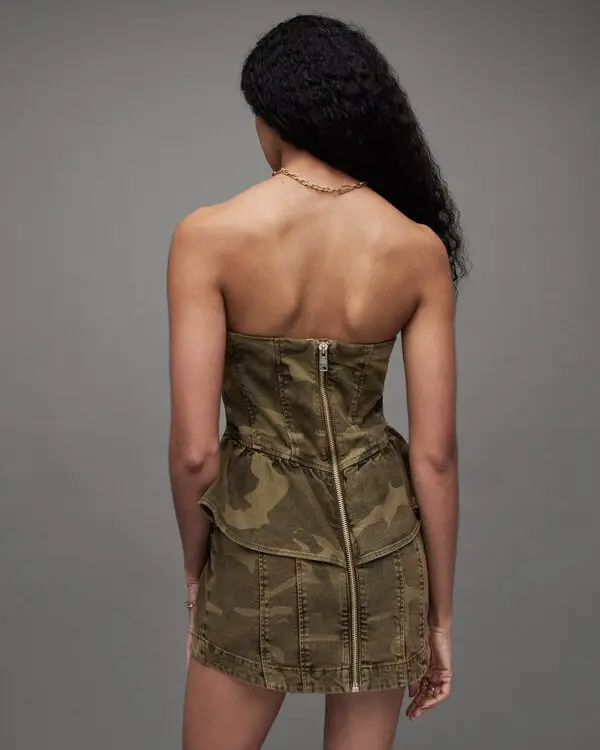Allsaints Andy Camouflage Embellished Denim Dress In Camo Green - 60% Off |  Editorialist