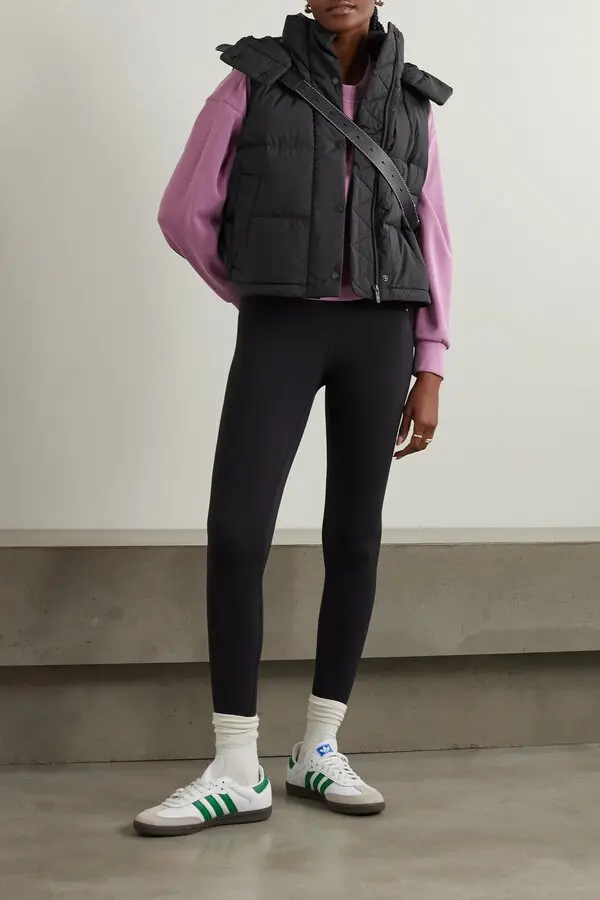 Lululemon Wunder Puff Cropped Hooded Quilted Recycled-glyde Down Vest - Black
