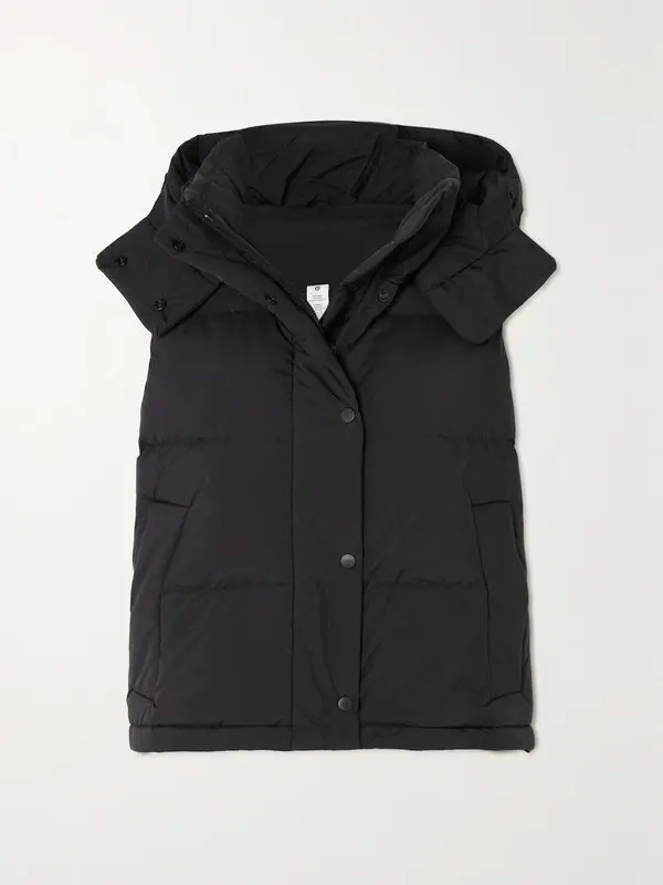 Lululemon Wunder Puff Cropped Hooded Quilted Recycled-glyde Down Vest - Black