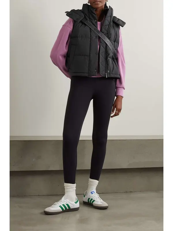 Lululemon Wunder Puff Cropped Hooded Quilted Recycled-glyde Down Vest - Black