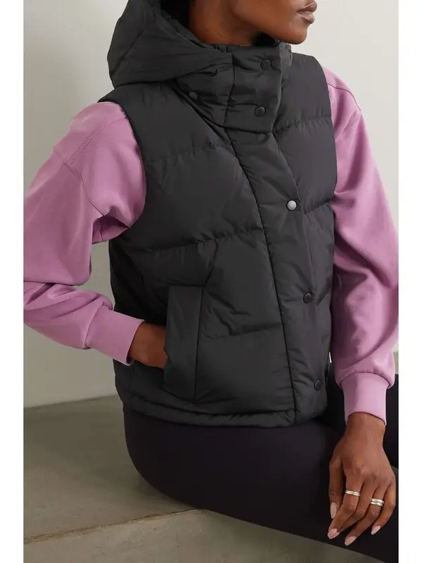 Lululemon Wunder Puff Cropped Hooded Quilted Recycled-glyde Down Vest - Black