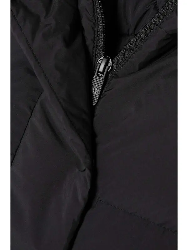 Lululemon Wunder Puff Cropped Hooded Quilted Recycled-glyde Down Vest - Black
