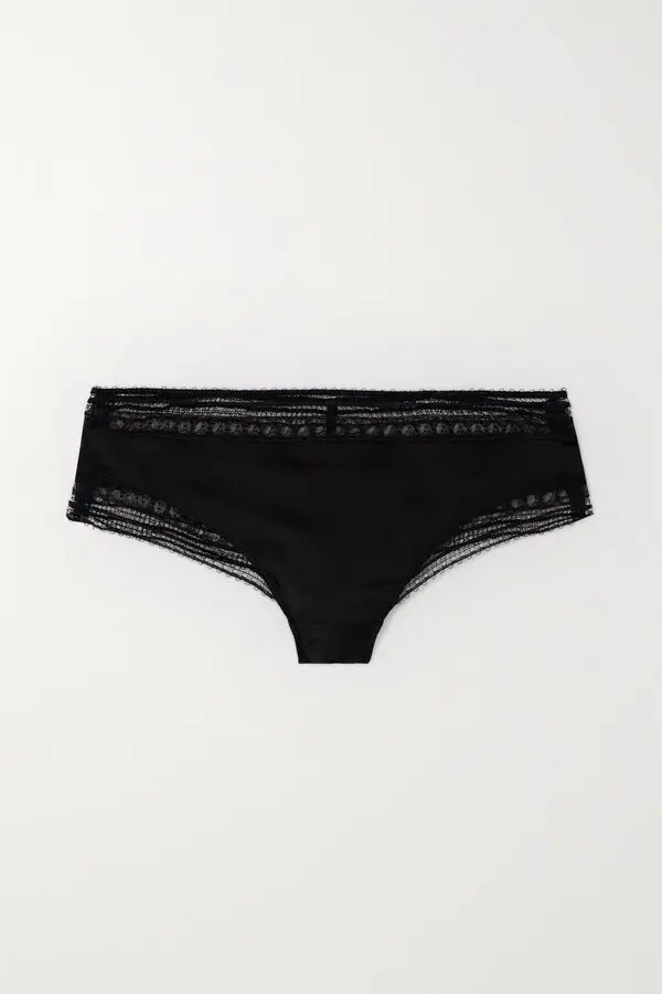 ERES Reveillon Voeux Lace-trimmed Stretch-satin Briefs - Black
