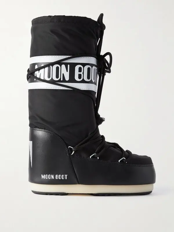Moon Boot Icon Shell And Leather-like Snow Boots - Black
