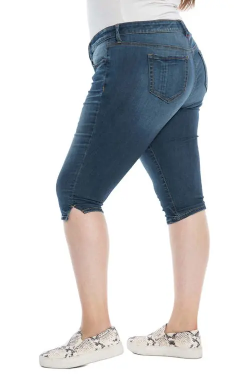 SLINK JEANS Side Slit Bermuda Denim Shorts