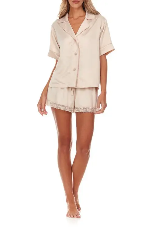 Flora Nikrooz Selena Satin Charmeuse Short Pajamas - Almond