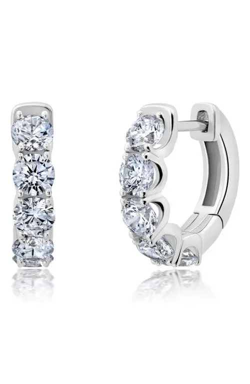CRISLU Cubic Zirconia Hoop Earrings - Silver
