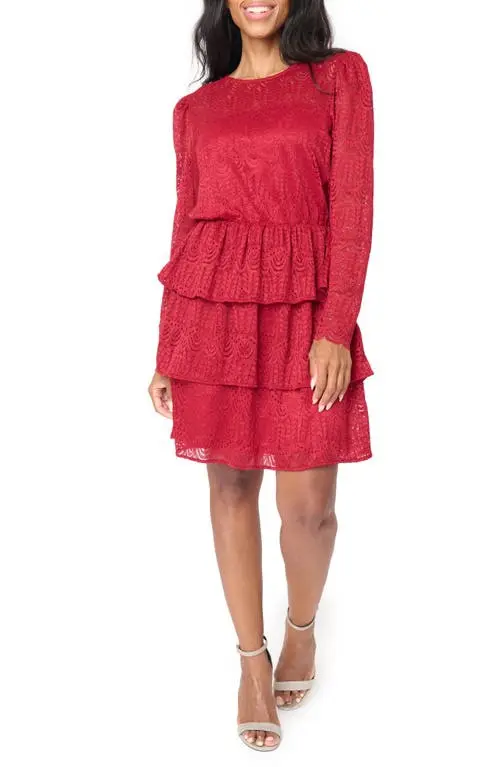 GIBSONLOOK Long Sleeve Tiered Lace Dress