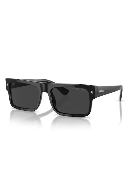 Prada 59mm Polarized Rectangle Sunglasses - Black