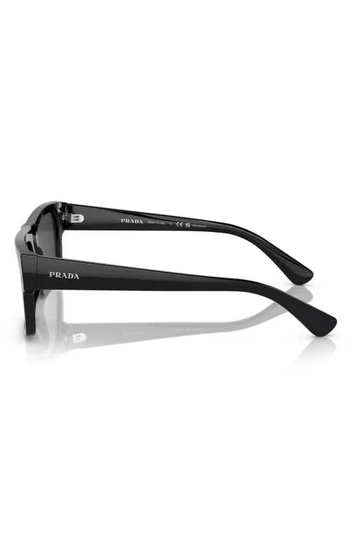 Prada 59mm Polarized Rectangle Sunglasses - Black