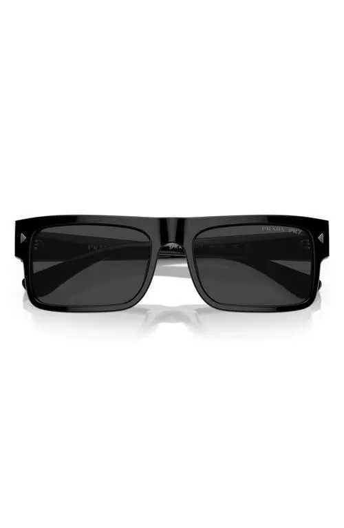 Prada 59mm Polarized Rectangle Sunglasses - Black