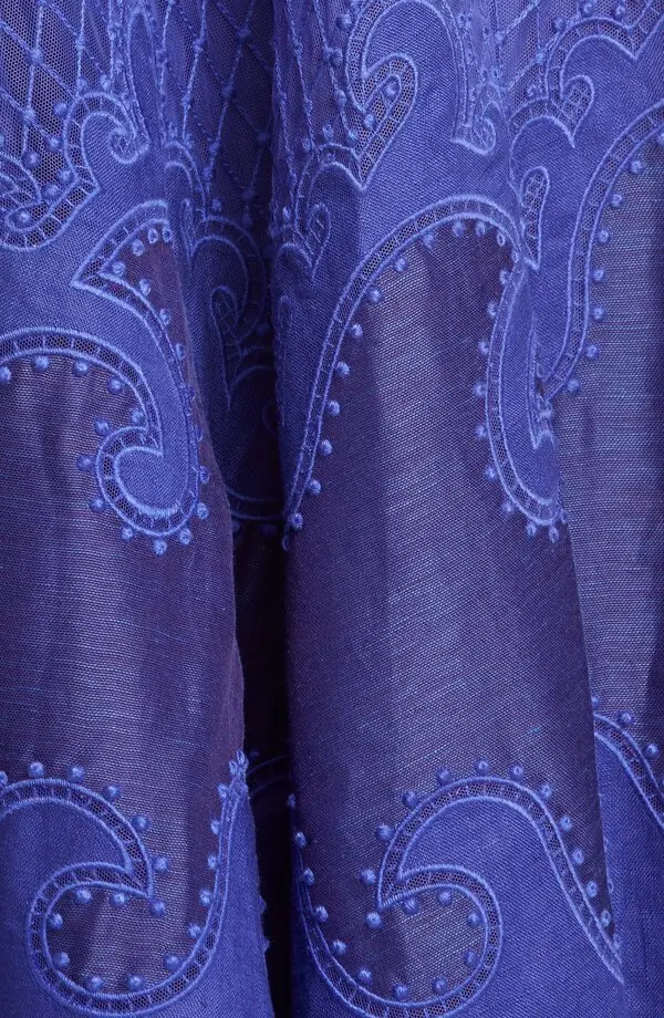 Zimmermann Brightside Embroidered Asymmetrical Midi Dress