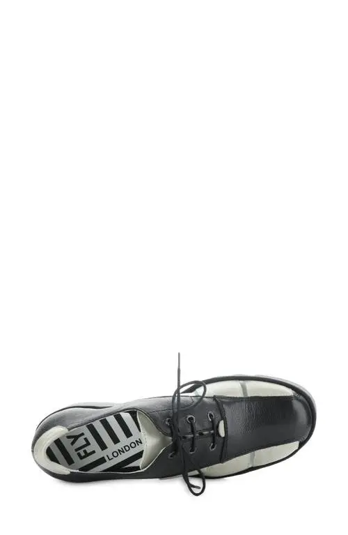 Fly London Bogi Platform Wedge Oxford - 004 Black/silver Mou