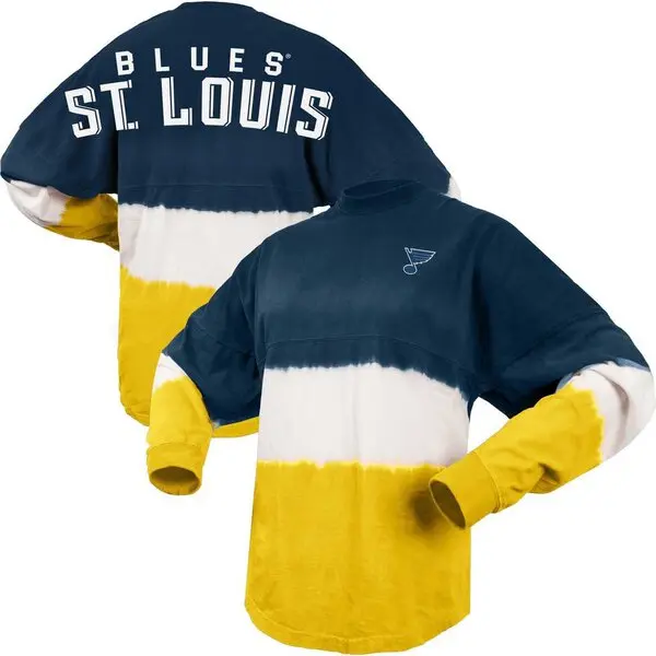 SPIRIT JERSEY St. Louis Blues Ombre Tie-dye Long Sleeve T-shirt - Navy