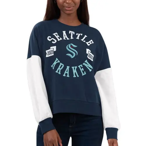 G-III 4HER BY CARL BANKS Deep Sea Blue Seattle Kraken Team Pride Pullover Sweatshirt - Navy