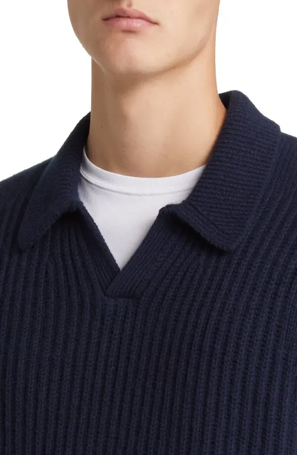 Ted Baker London Ademy Ribbed Wool Polo Sweater - Navy