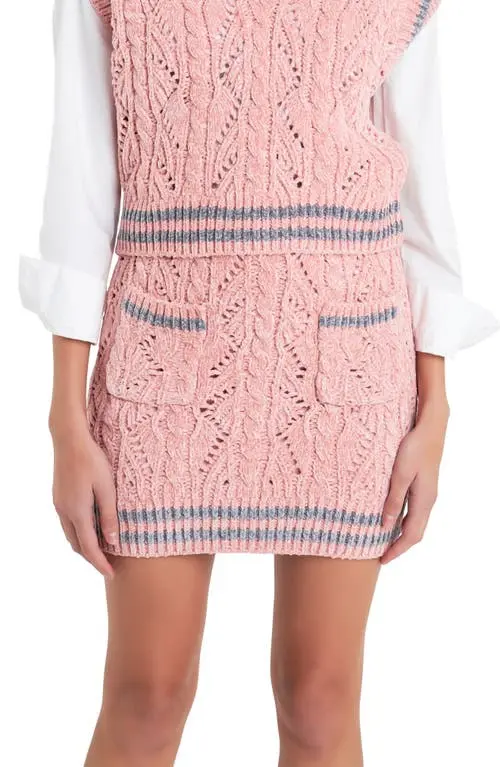 English Factory Chenille Miniskirt - Pink/ Grey