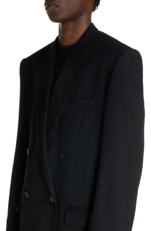 Balenciaga Regular Fit Double Breasted Wool Blazer