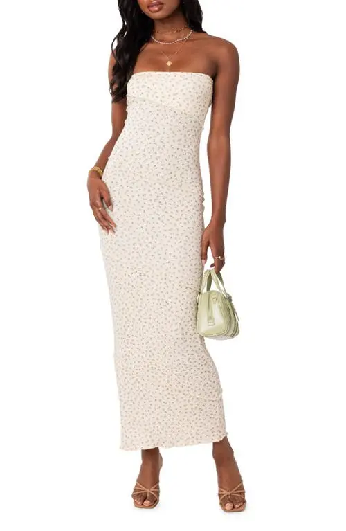 EDIKTED Lynn Rib Strapless Maxi Dress