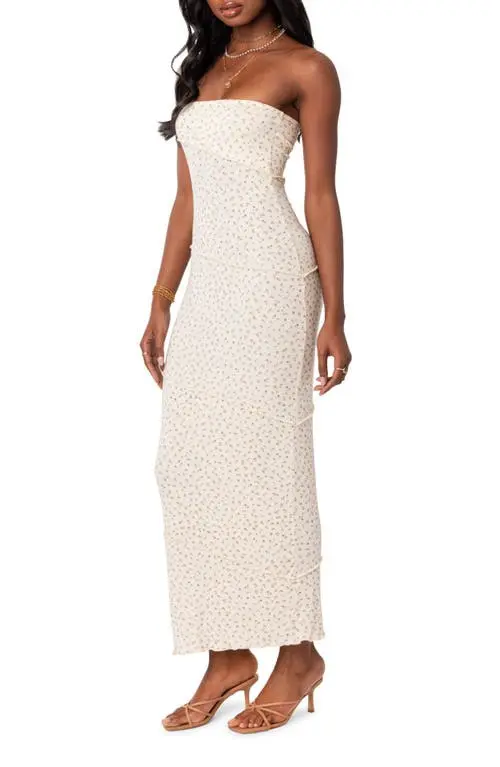 EDIKTED Lynn Rib Strapless Maxi Dress
