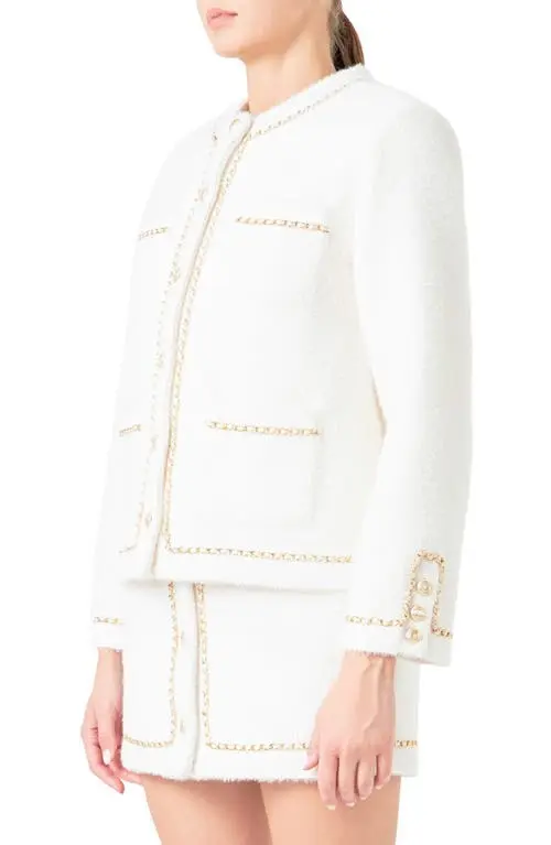 Endless Rose Chain Trim Jacket - White/gold