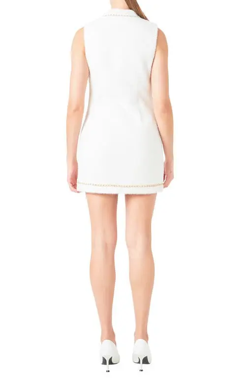 Endless Rose Fuzzy Chain Trim Minidress - Ivory