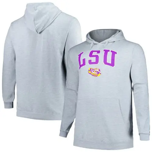 Champion Lsu Tigers Arch Over Logo Powerblend Pullover Hoodie - Gray