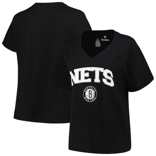Profile Brooklyn Nets Arch Over Logo V-neck T-shirt