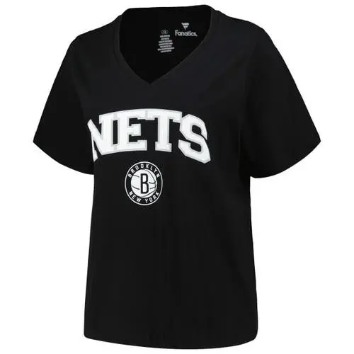 Profile Brooklyn Nets Arch Over Logo V-neck T-shirt