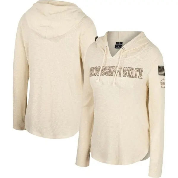 COLOSSEUM Mississippi State Bulldogs Oht Military Appreciation Long Sleeve Hoodie T-shirt - Cream