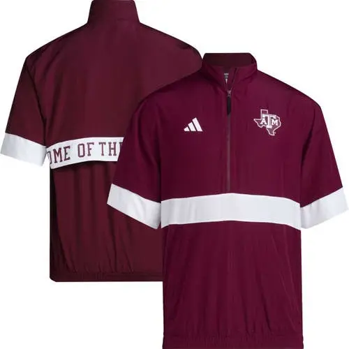 Adidas Texas A&m Aggies Strategy Short Sleeve Half-zip Jacket