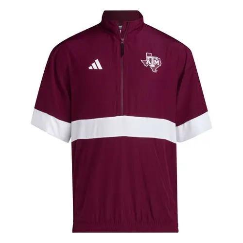 Adidas Texas A&m Aggies Strategy Short Sleeve Half-zip Jacket