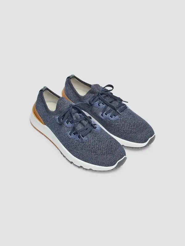 Brunello Cucinelli Stretch-knit Low-top Sneakers - Blue