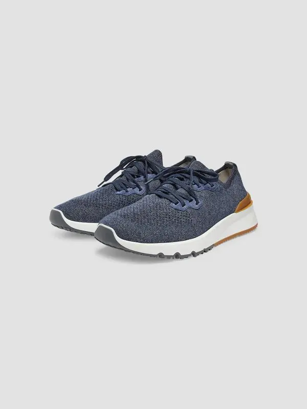 Brunello Cucinelli Stretch-knit Low-top Sneakers - Blue