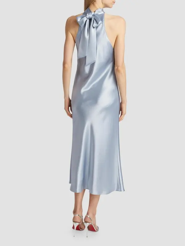 Galvan Bridal Sienna Satin Midi-dress - Ice Blue