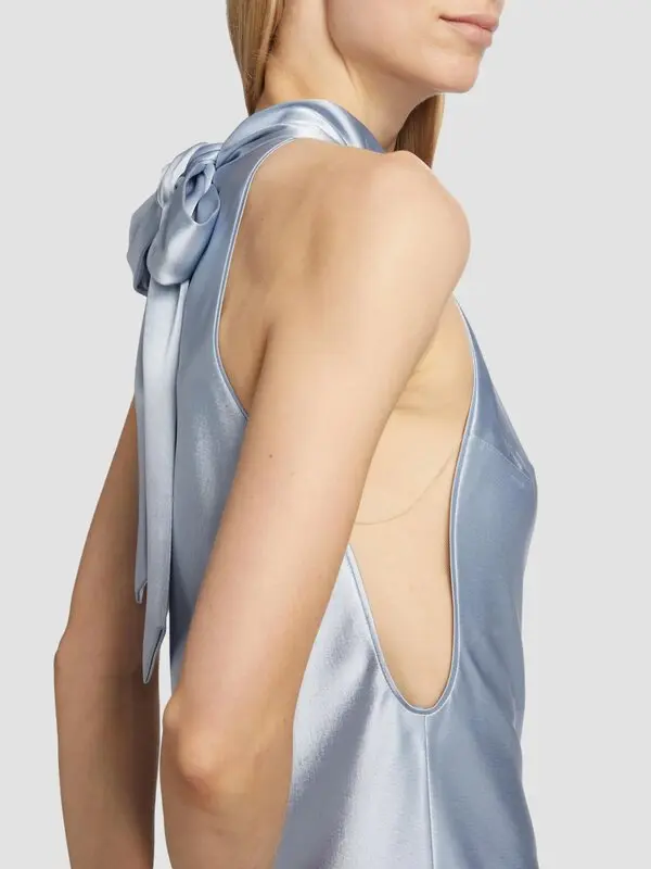 Galvan Bridal Sienna Satin Midi-dress - Ice Blue