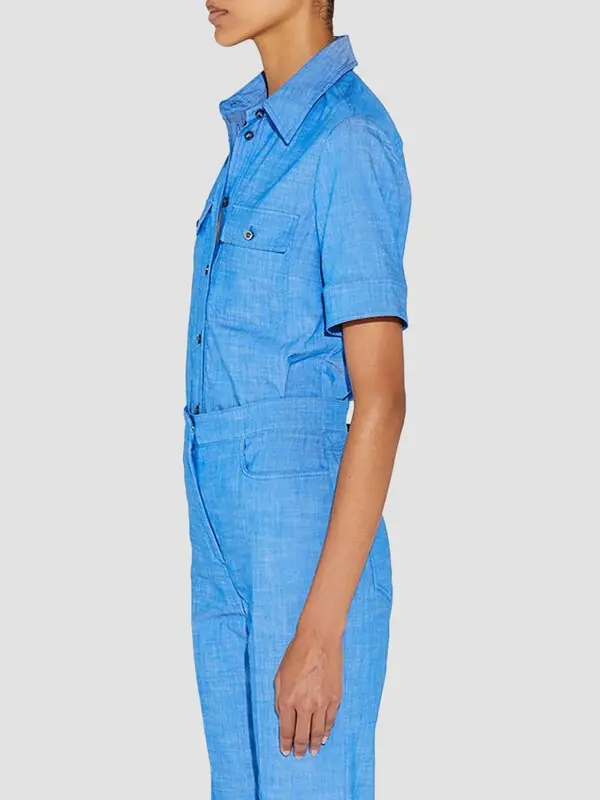 CALLAS MILANO Vesper Stretch Denim Poplin Shirt - Indigo