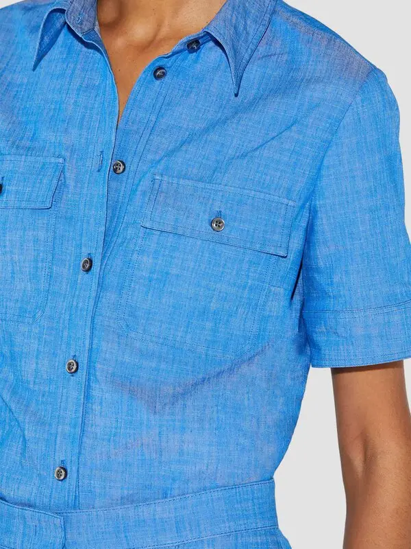 CALLAS MILANO Vesper Stretch Denim Poplin Shirt - Indigo