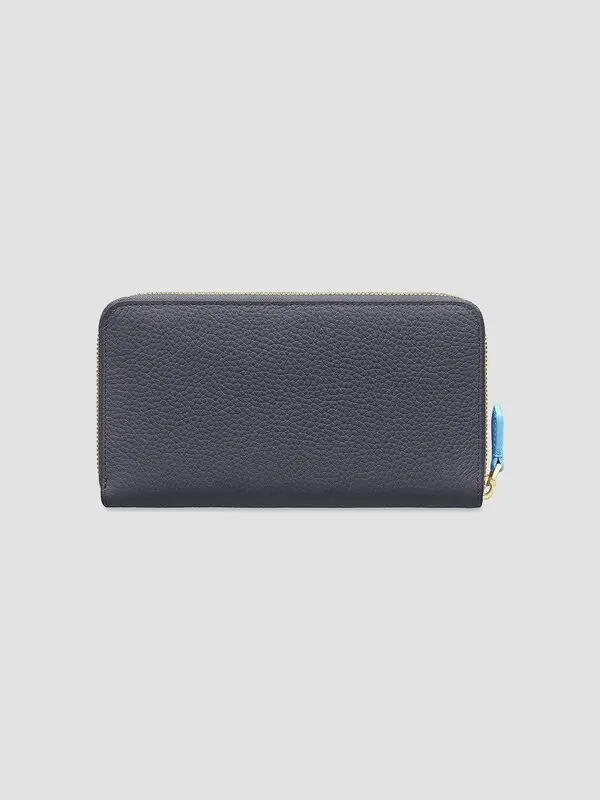 MAISON DE SABRE Long Leather Zip Wallet - Graphite Sky