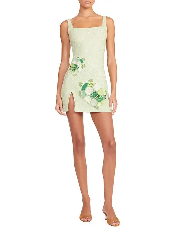 Staud Le Sable Beaded Turtle Minidress In Baby Turtle - 50% Off |  Editorialist