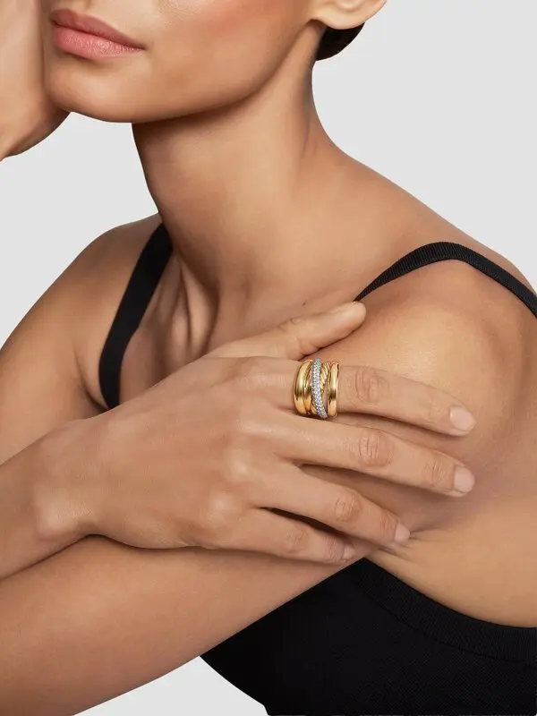 David Yurman Pavé Crossover Five Row Ring In 18k Yellow Gold
