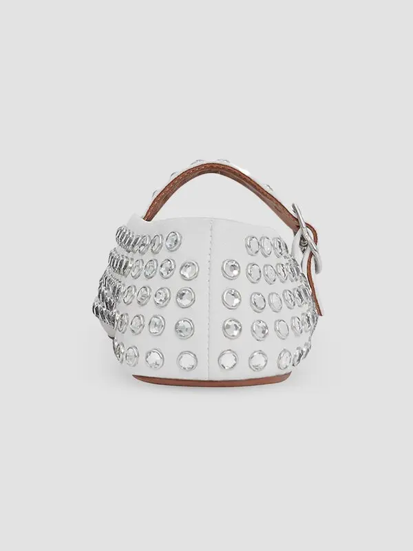 Alaïa Embellished Leather Mary Jane Flats - Blanc Casse
