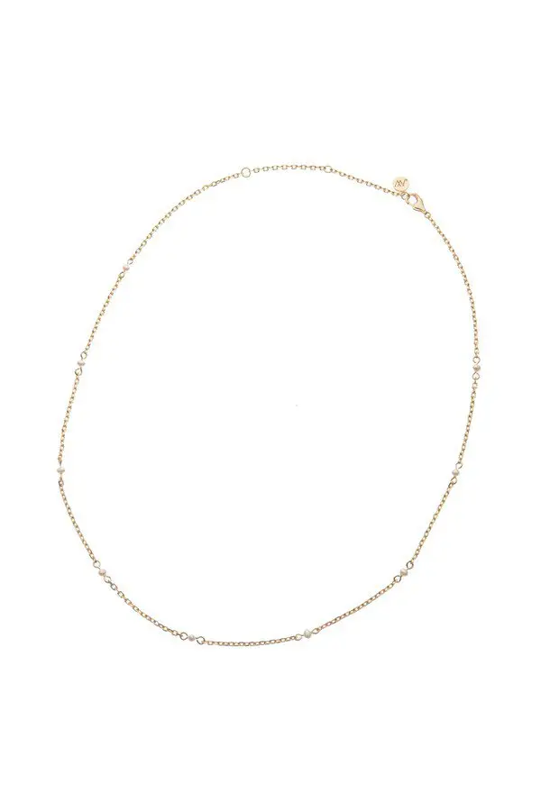 JANE WIN Adjustable Pearl Station Chain Necklace - Gold