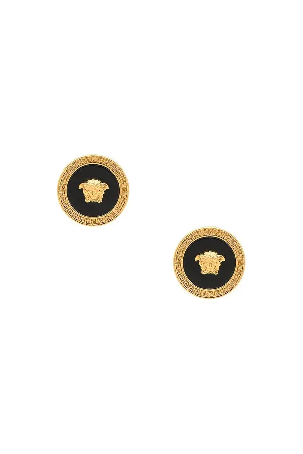Versace Metal Cufflinks In Black - Black & Gold