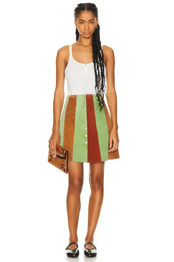 BODE Suede Snap Skirt
