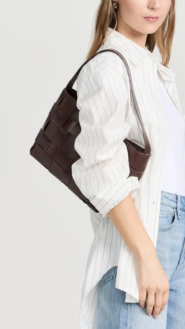 ST. AGNI Woven Mini Tote - Chocolate